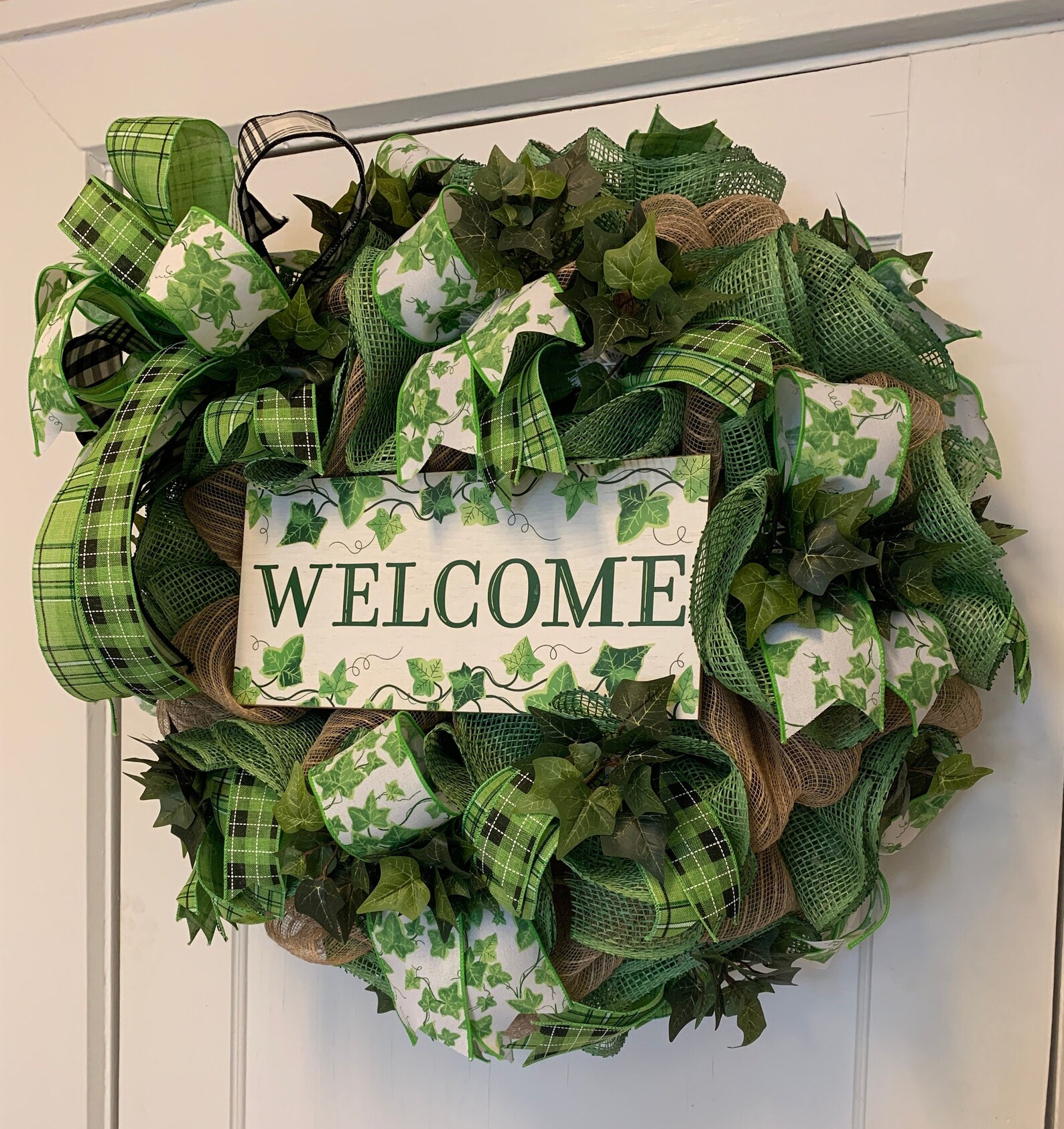 Green Ivy Wreath | Welcome Wreath | Spring Wreath | Farmhouse Wreath ...