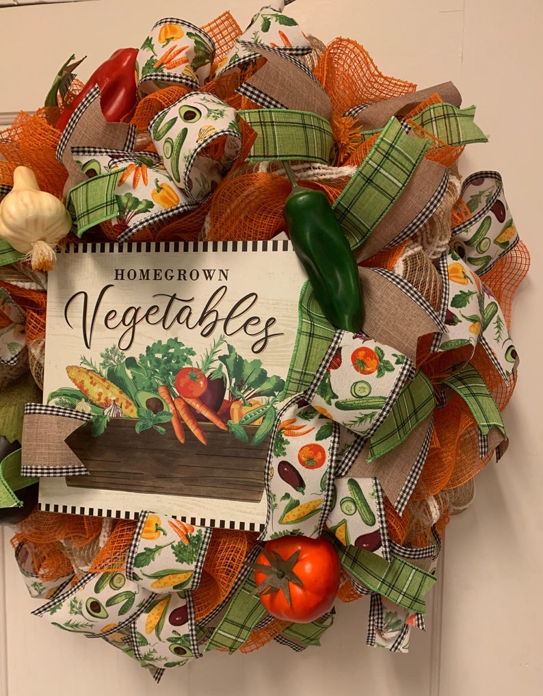 Homegrown Vegetables Wreath | Vegetable Wreath | Welcome Wreath | Fresh ...