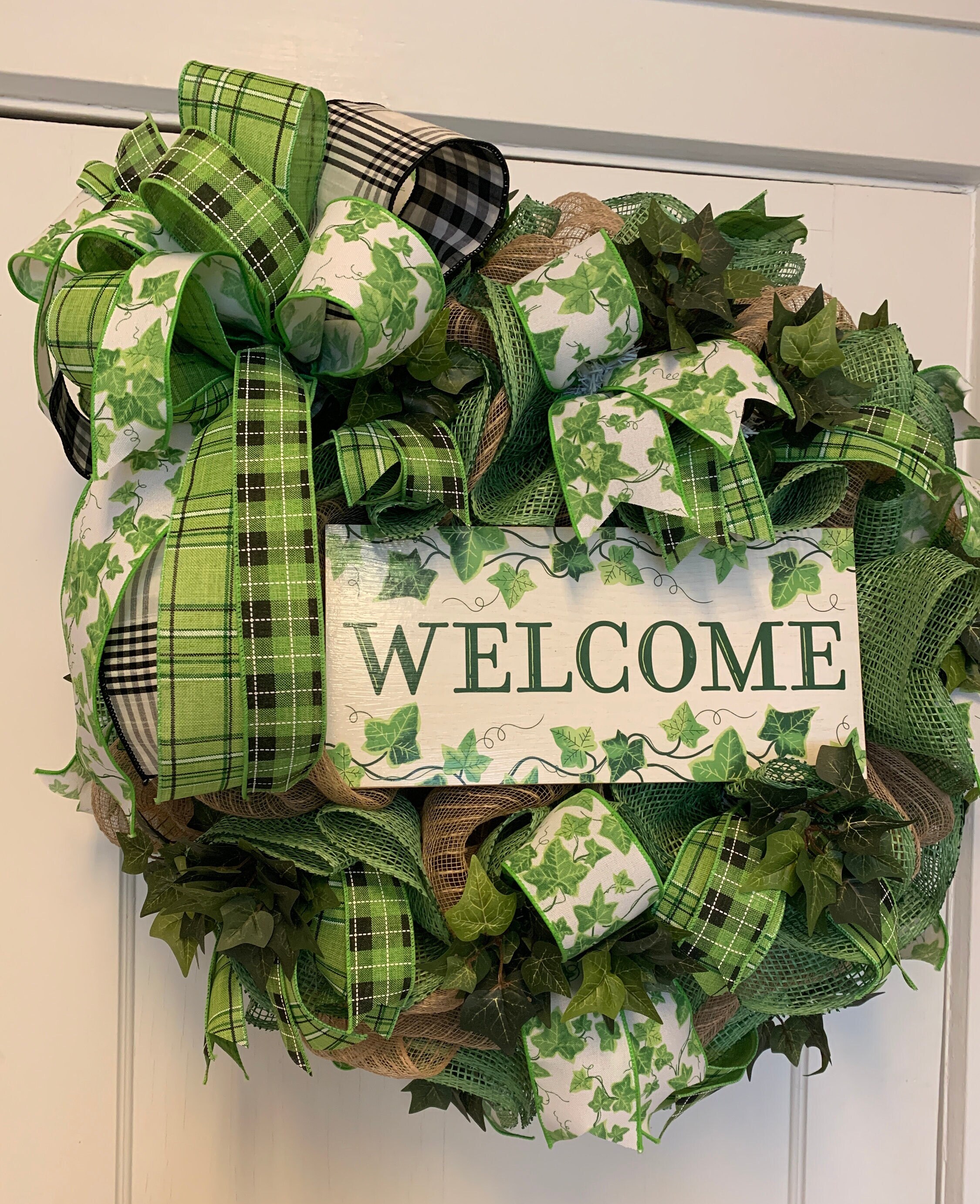 Green Ivy Wreath Welcome Wreath Spring Wreath Farmhouse - Etsy