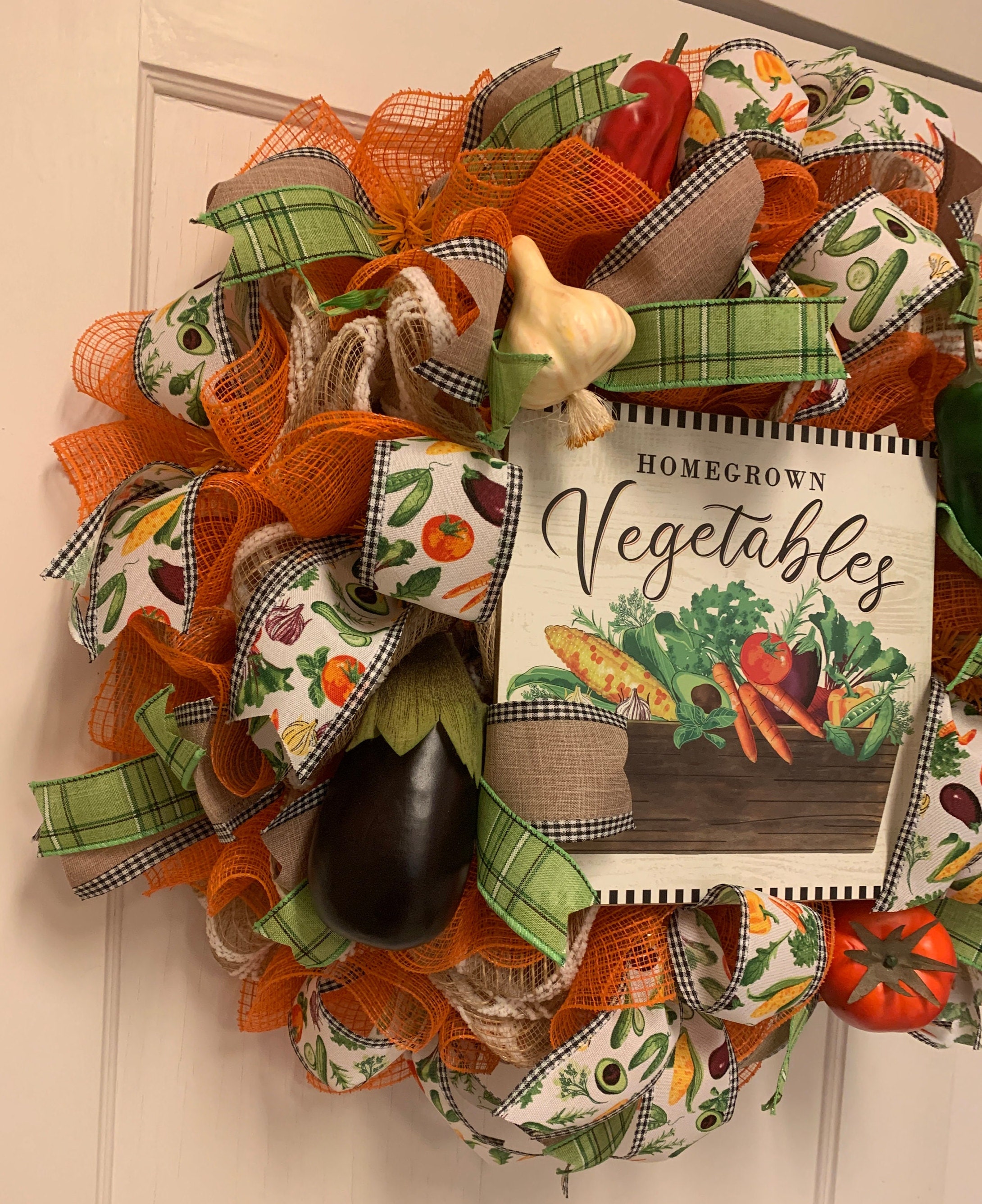 Homegrown Vegetables Wreath | Vegetable Wreath | Welcome Wreath | Fresh ...