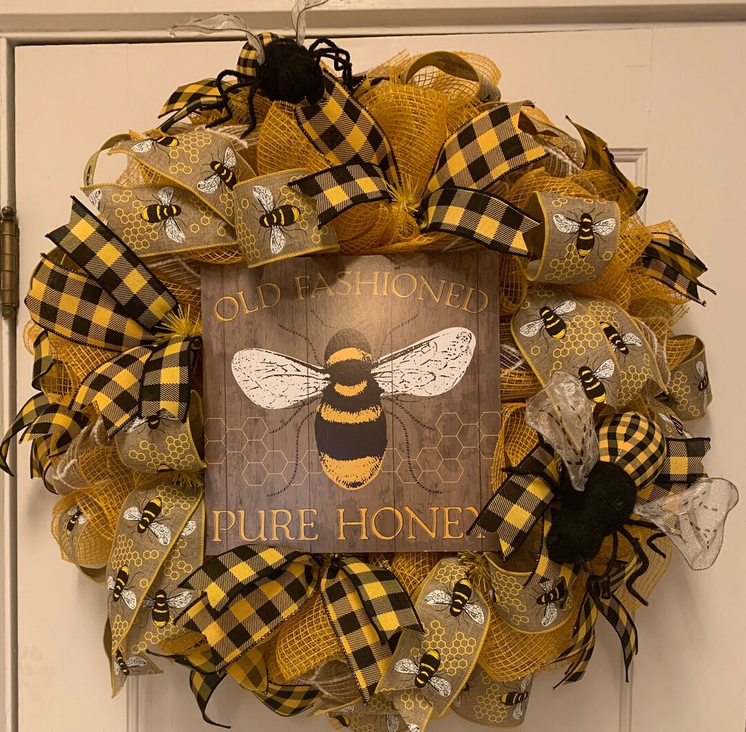 Bee Wreath | Bee Spring Wreath | Summer Bee Wreath | Welcome Bumble Bee ...