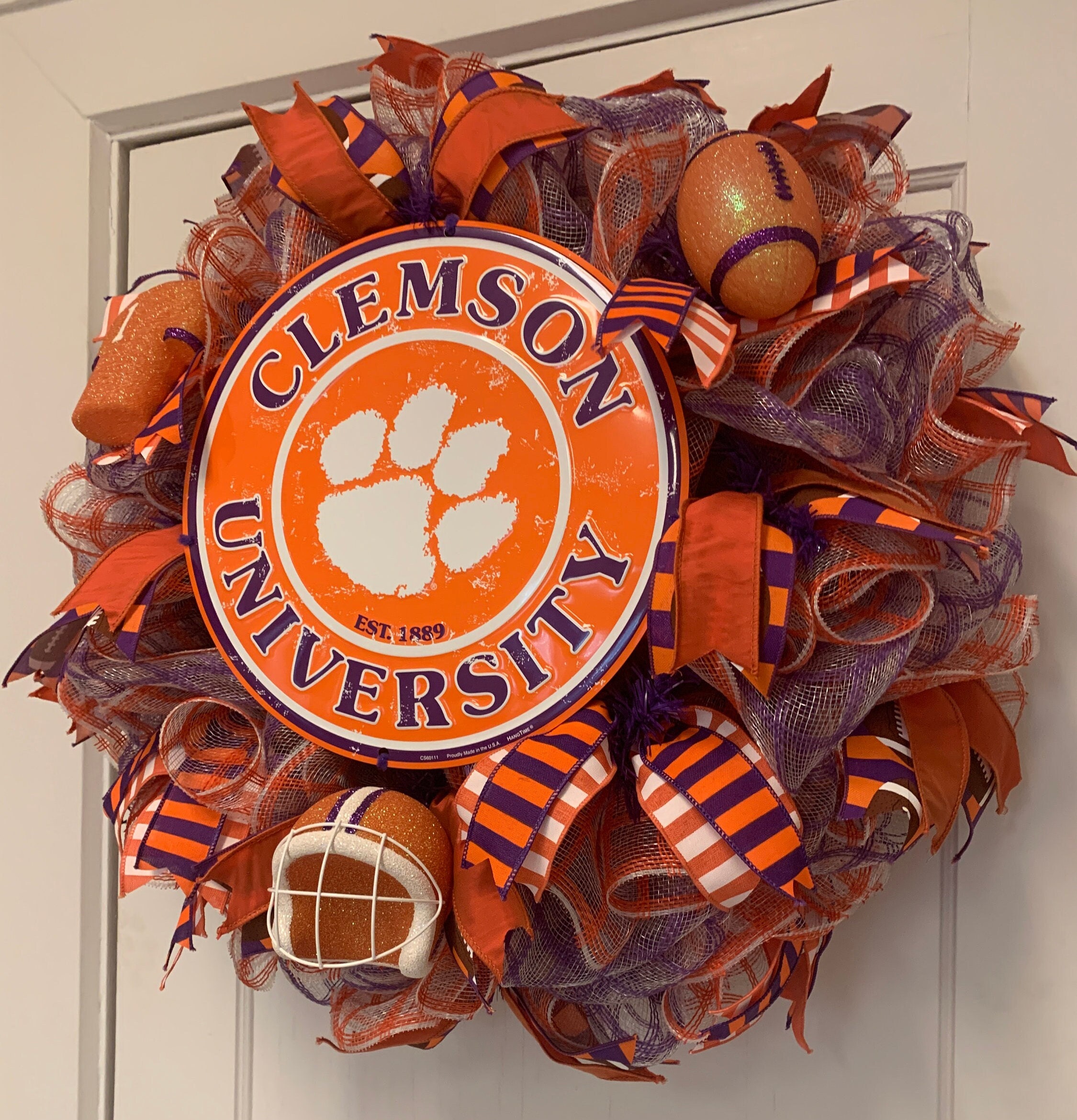 Clemson Tigers Wreath Clemson University Wreath Clemson Football Wreath Fighting Tigers Wreath ...