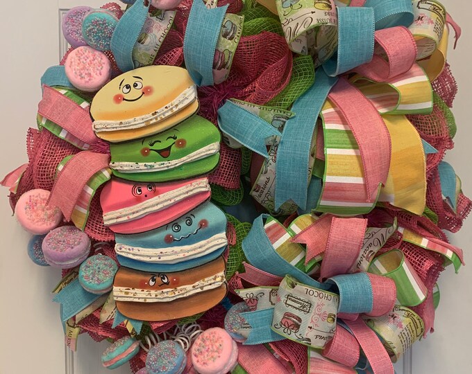 Macaron Wreath | Bakery Wreath | Kitchen Wreath | Dessert Wreath ...