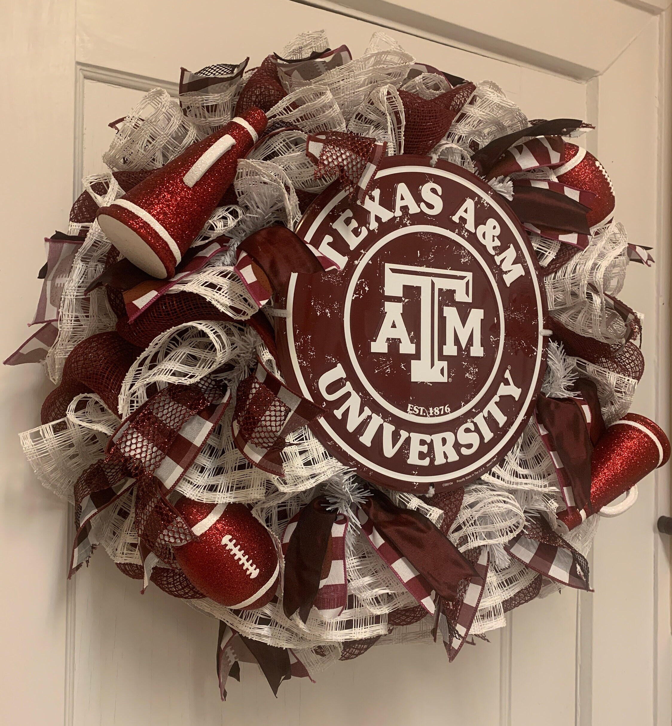 Texas A & M University Wreath | Texas Aggies Wreath | Gig 'em Football ...