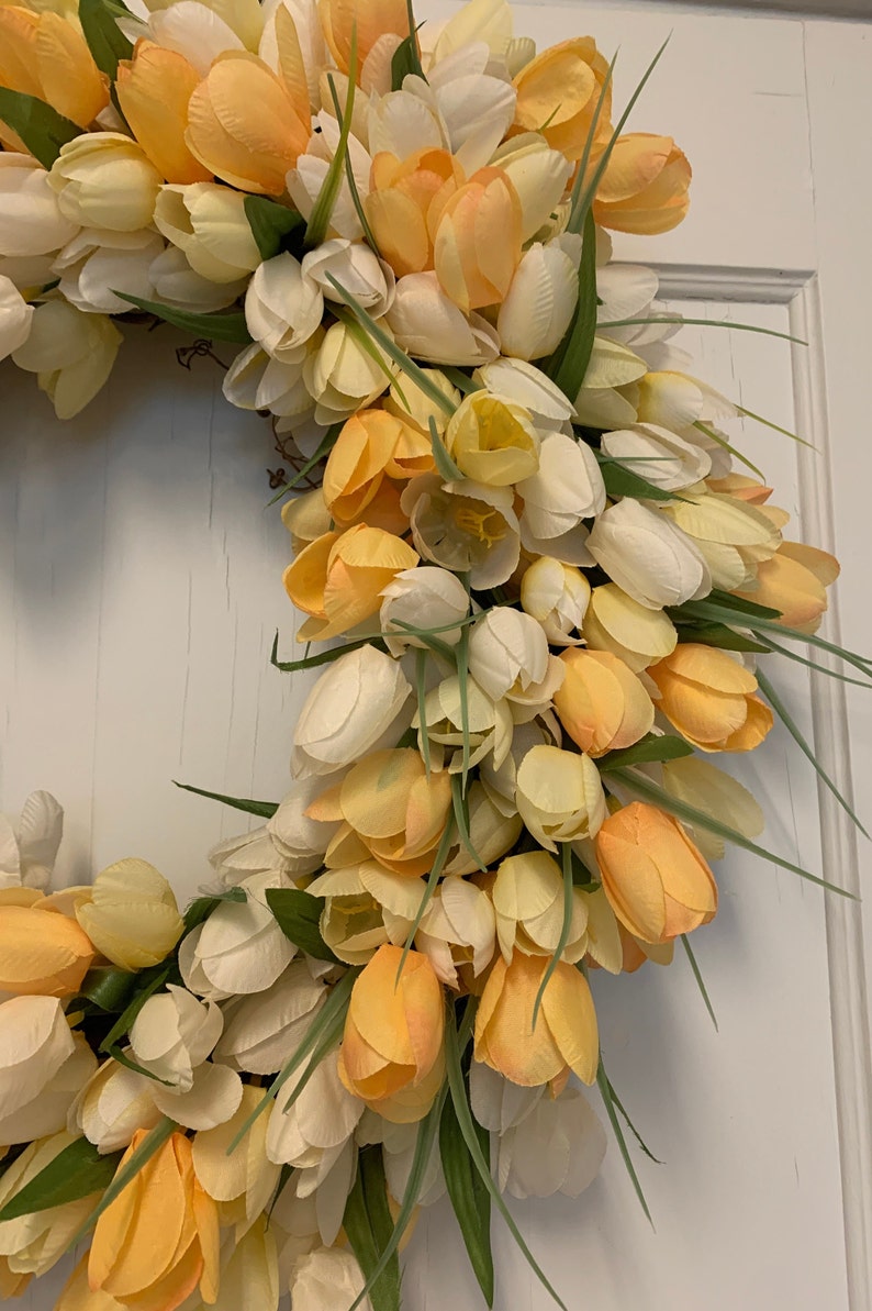 Yellow Tulip Wreath | Spring Tulip Wreath | Front Door Wreath | Mother ...