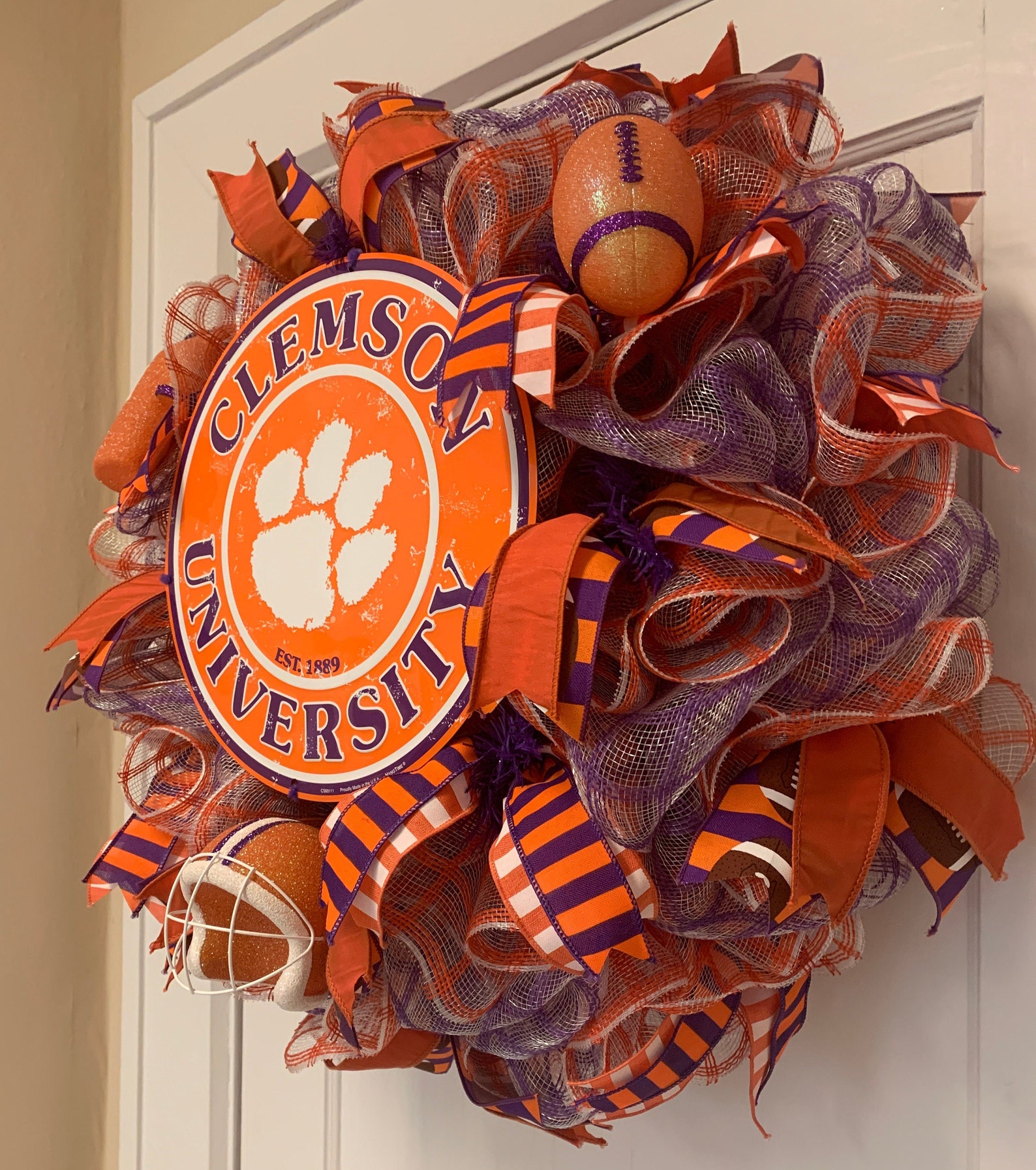 Clemson Tigers Wreath Clemson University Wreath Clemson - Etsy