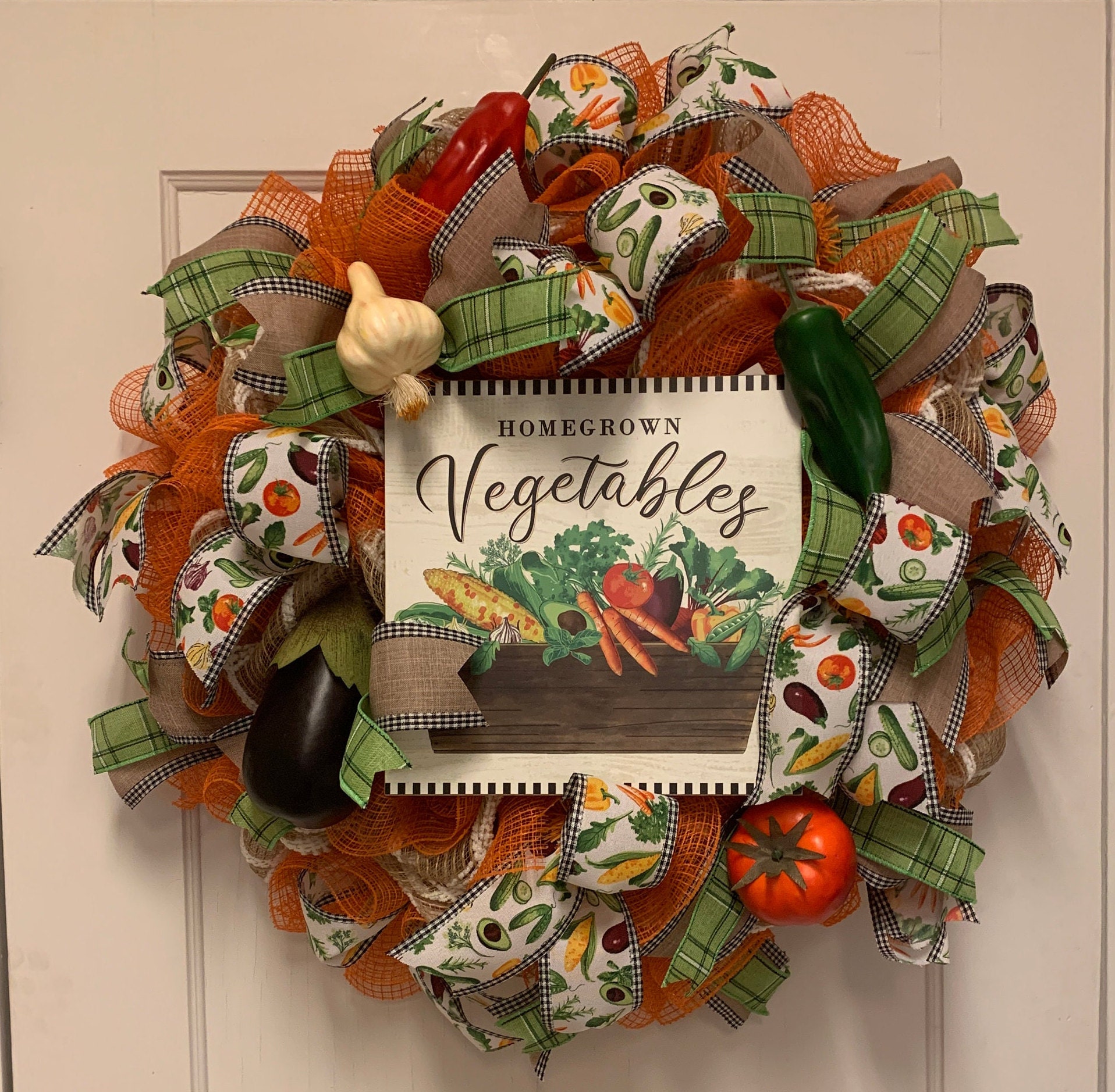 Homegrown Vegetables Wreath | Vegetable Wreath | Welcome Wreath | Fresh ...