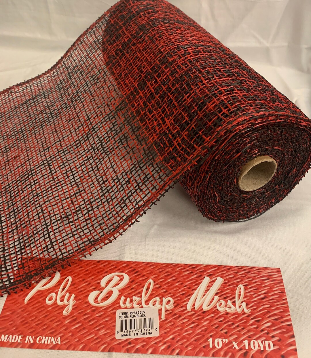 RED/BLACK Poly Burlap Mesh |10 Inches by 10 Yards | Item Number ...