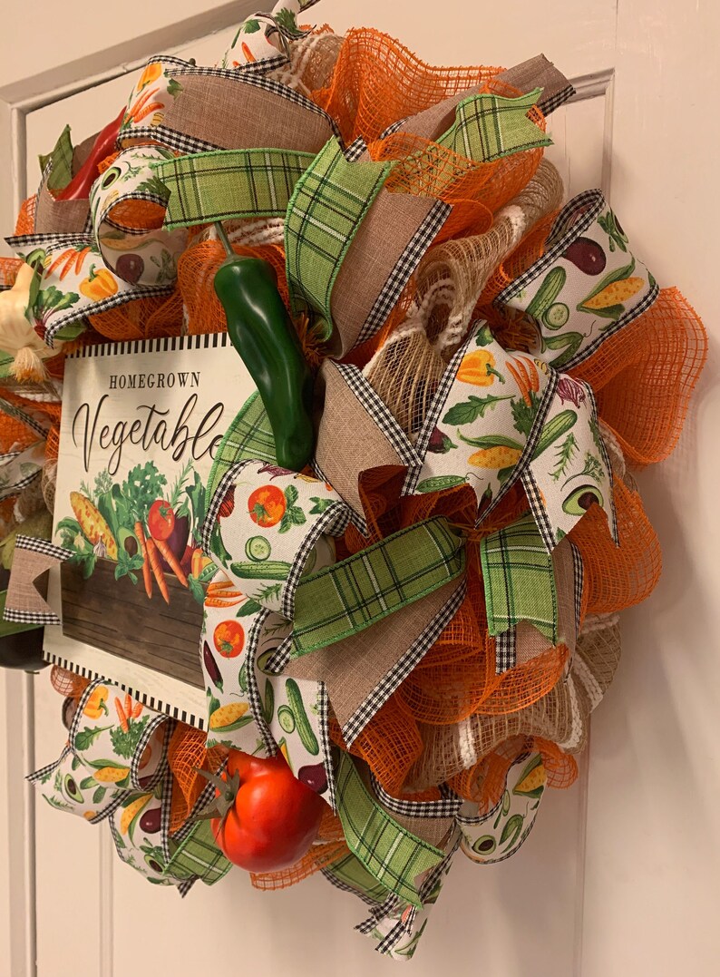 Homegrown Vegetables Wreath | Vegetable Wreath | Welcome Wreath | Fresh ...