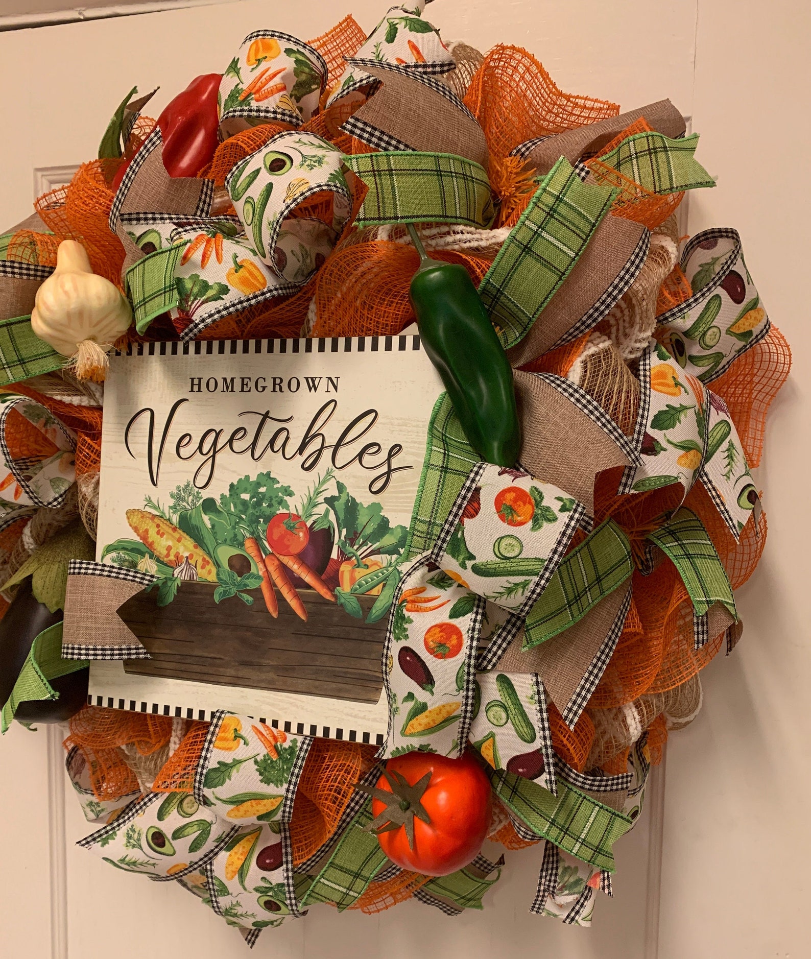 Homegrown Vegetables Wreath | Vegetable Wreath | Welcome Wreath | Fresh ...