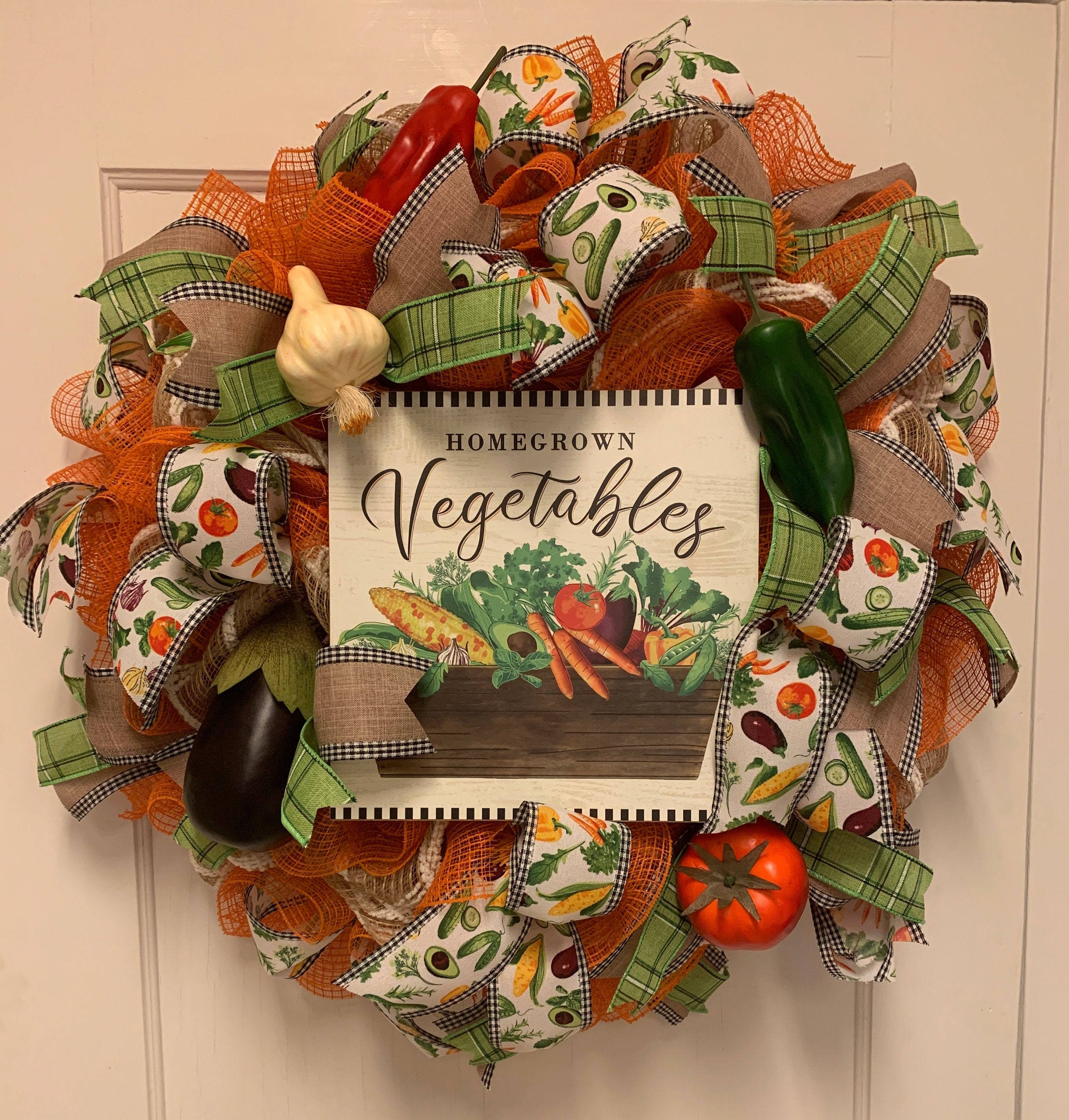 Homegrown Vegetables Wreath | Vegetable Wreath | Welcome Wreath | Fresh ...
