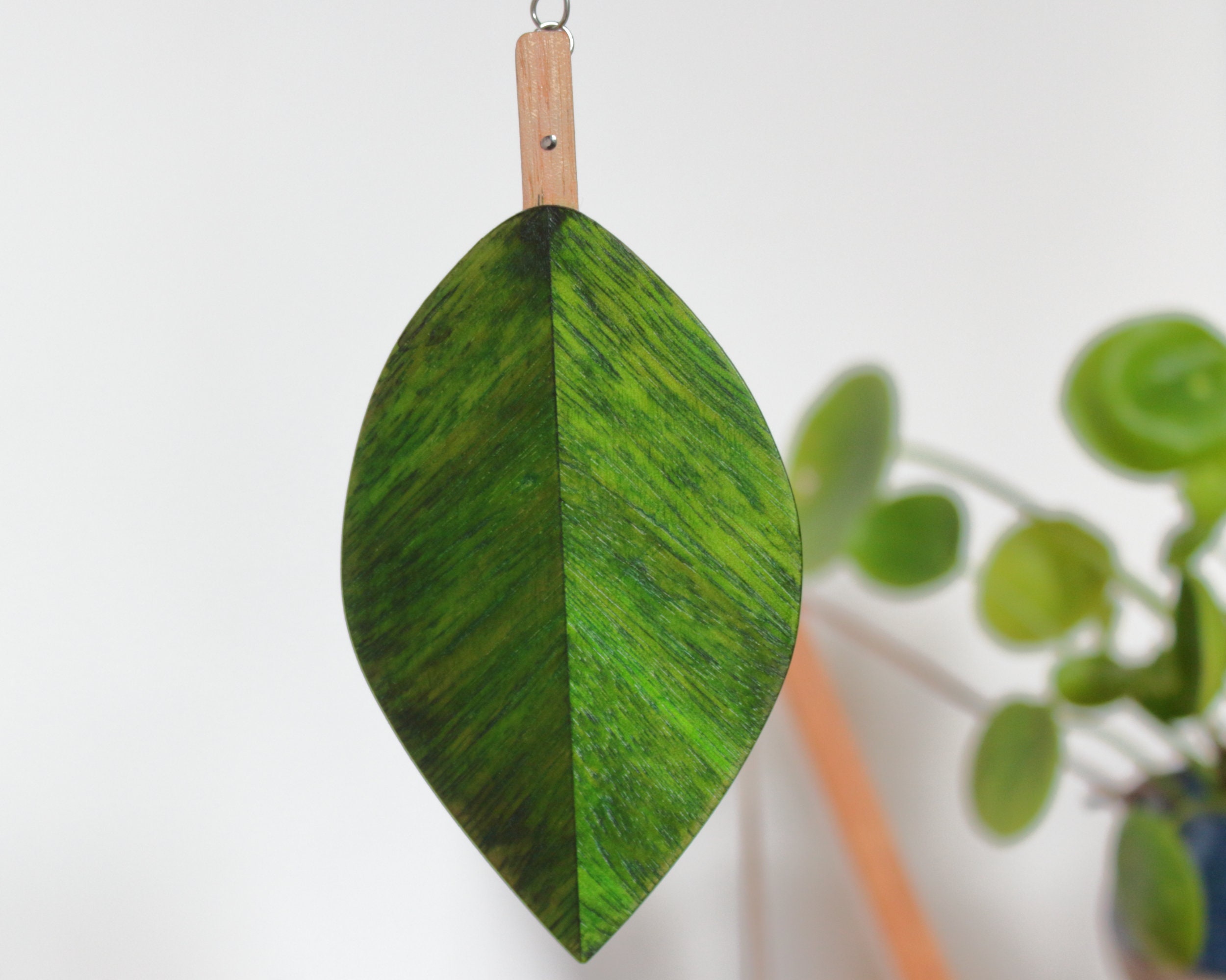 Handmade, Nature-inspired Green Wooden Leaf Mobile. Made With Six ...