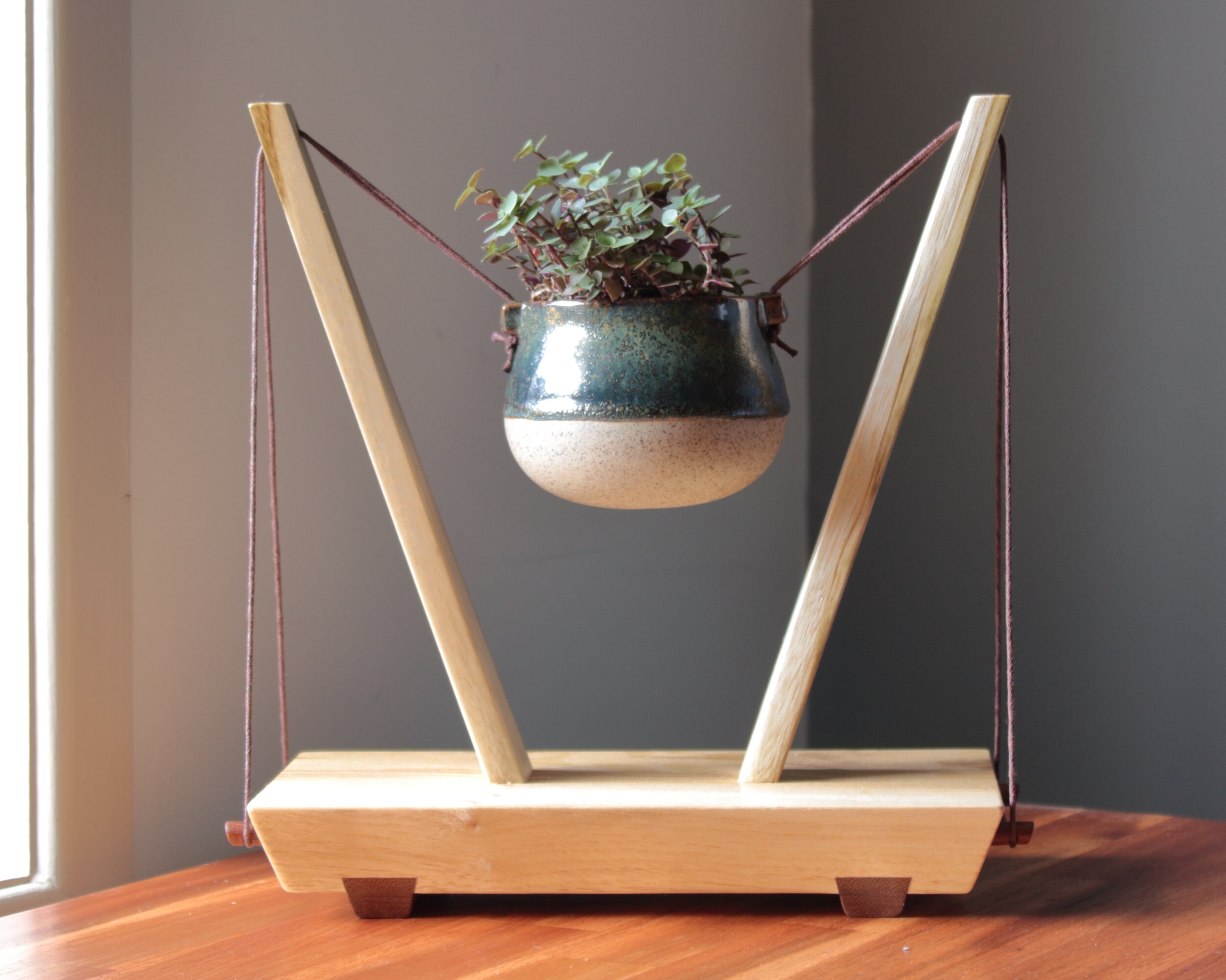 Nature-inspired Wooden Hanging Planter. Unique Sculptural Design ...