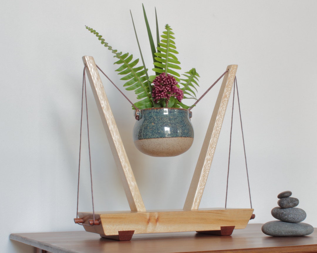 Nature-inspired Wooden Hanging Planter. Unique Sculptural Design ...