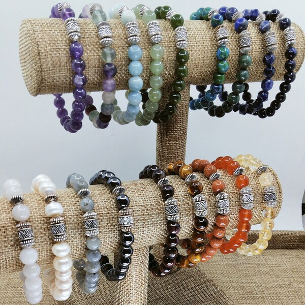 Gemstone Stretch Bracelets - Etsy