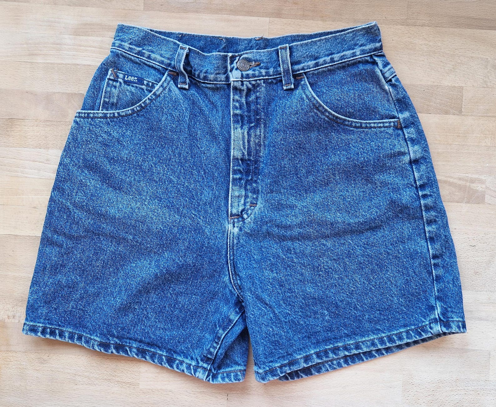 90s Lee Basic Wide Jorts Shorts Hotpants Indigo Blue Denim Jeans Size ...