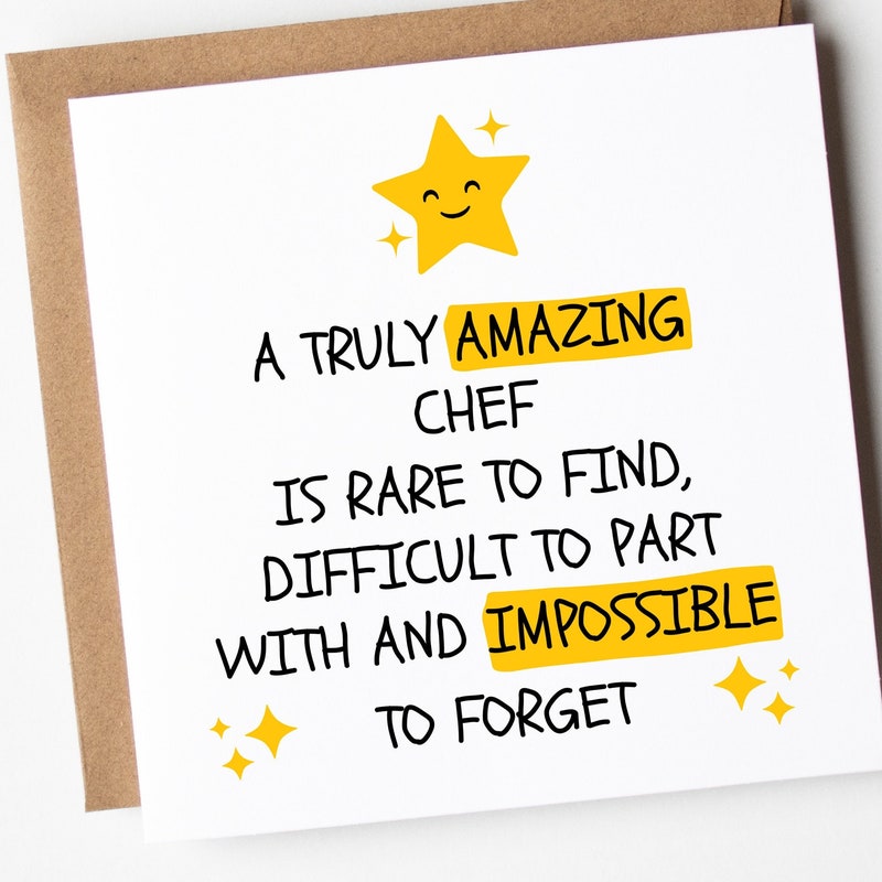 Chef Thank You Card - Etsy