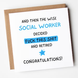 Social Worker Retirement Card, Funny Retirement Card, Card for Social ...