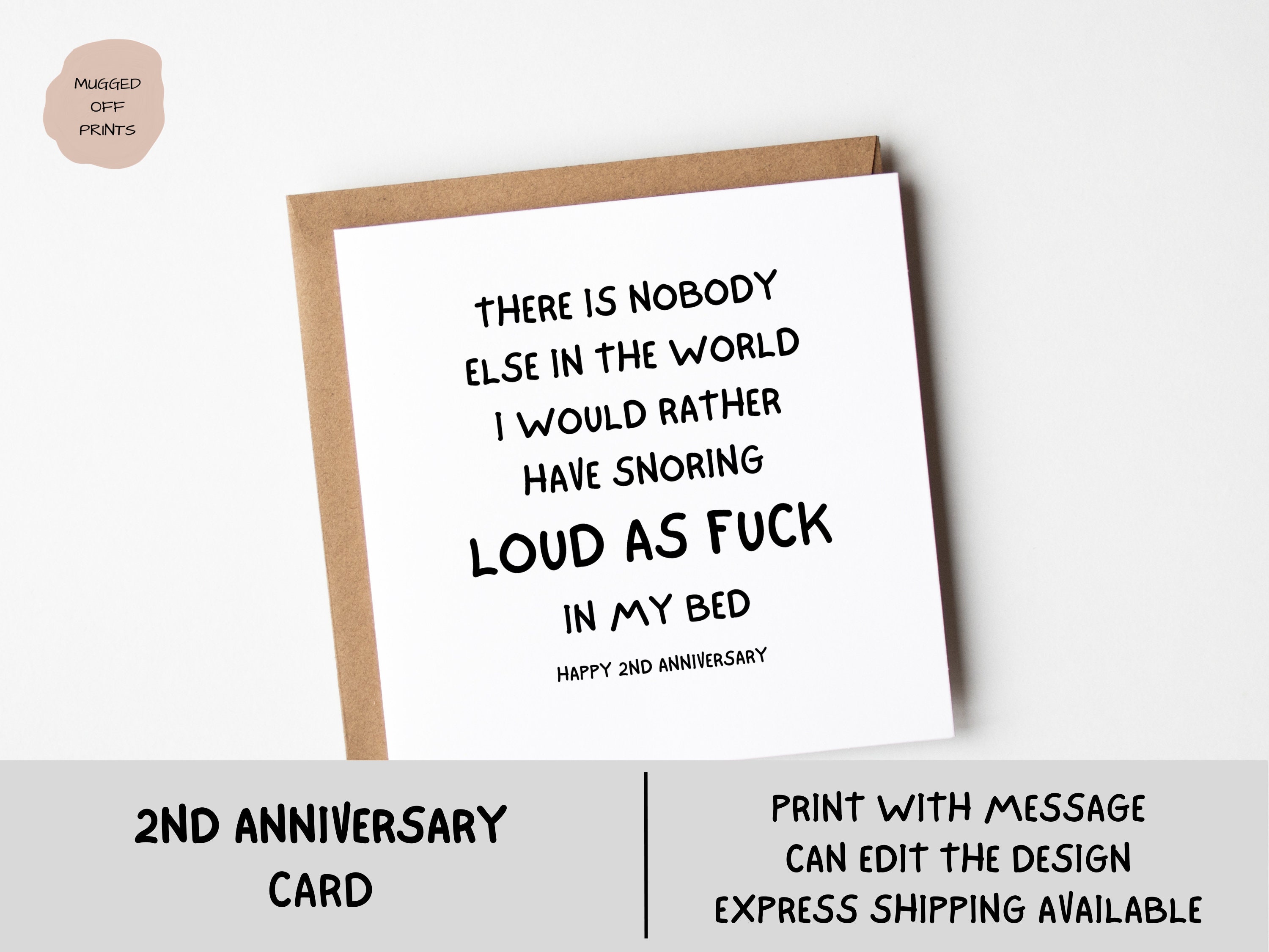 2nd Anniversary Card Funny Anniversary Card Funny Card for - Etsy