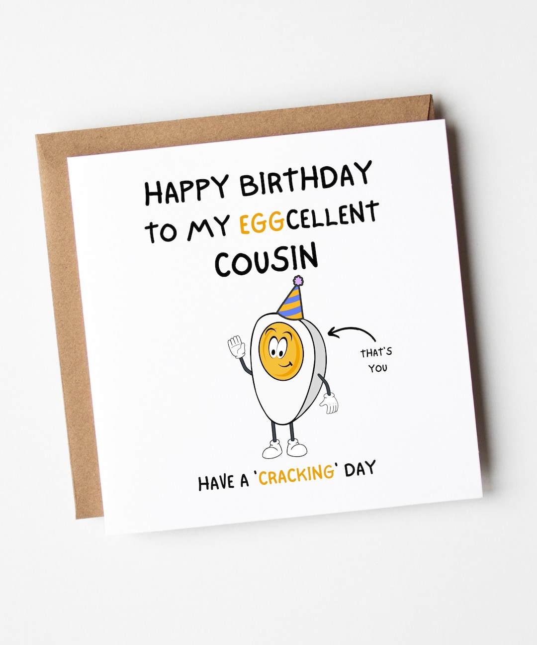 Cousin Birthday Card, Happy Birthday to My Eggcellent Cousin Birthday Card, Funny Birthday Card ...