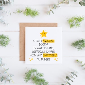 Doctor Thank You Card, A Truly Amazing Doctor, Thank You Card for ...