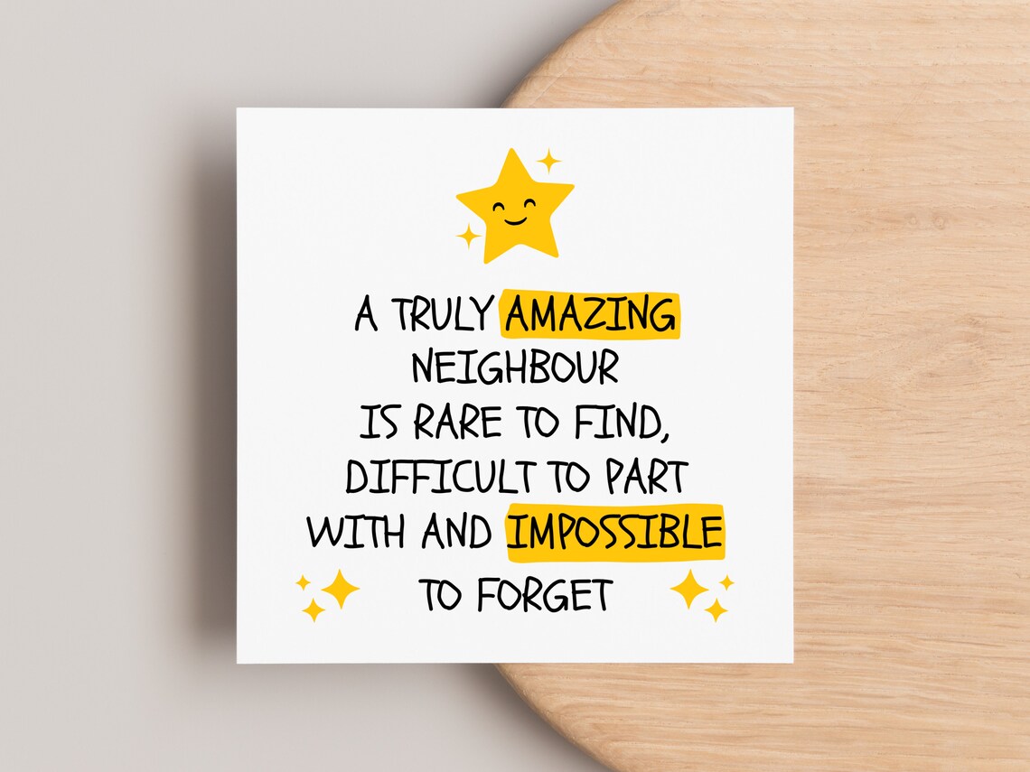 Neighbour Card, Thank You Neighbour Card, Neighbour Gift, Neighbour ...