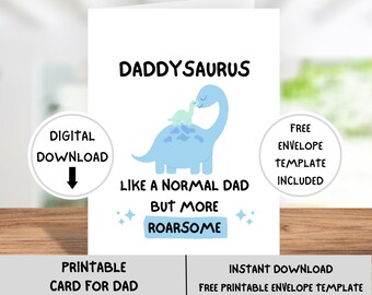 Father's Day Dinosaur Card for Download - Etsy
