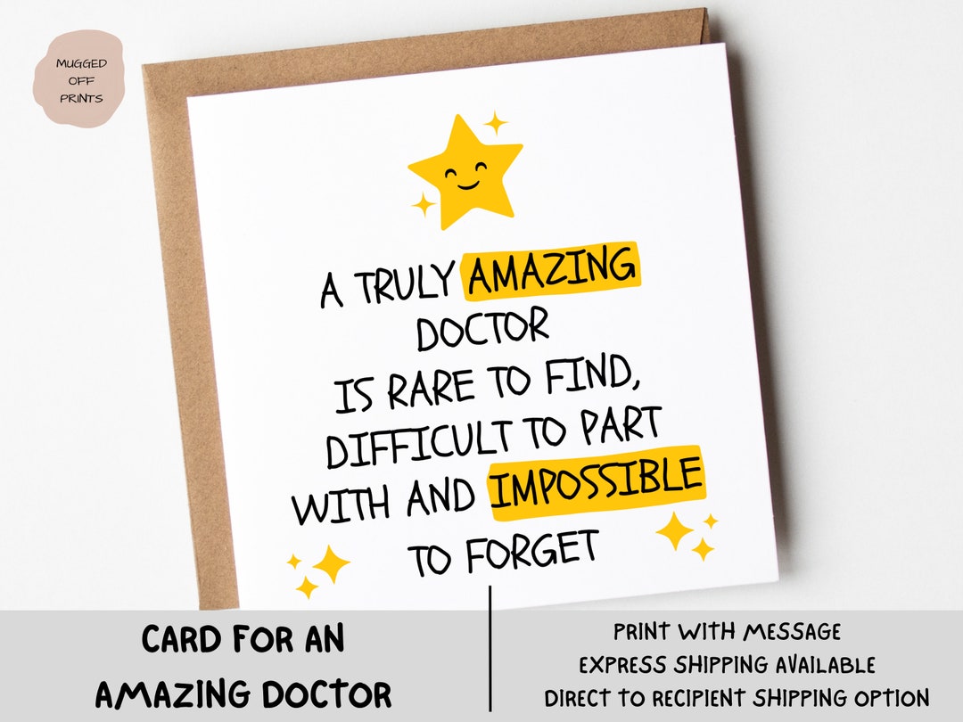 Doctor Thank You Card A Truly Amazing Doctor Thank You Card - Etsy