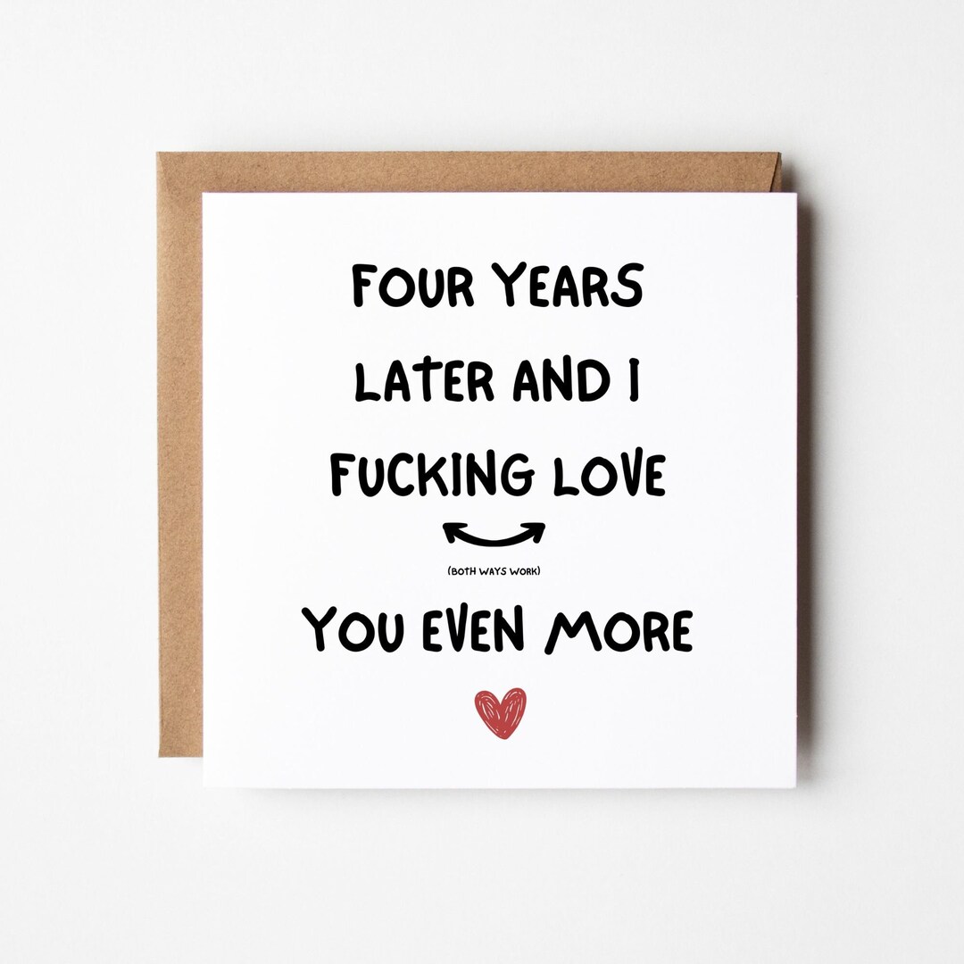 Funny 4th Anniversary Card, 4 Years Together, Wife Anniversary Card ...
