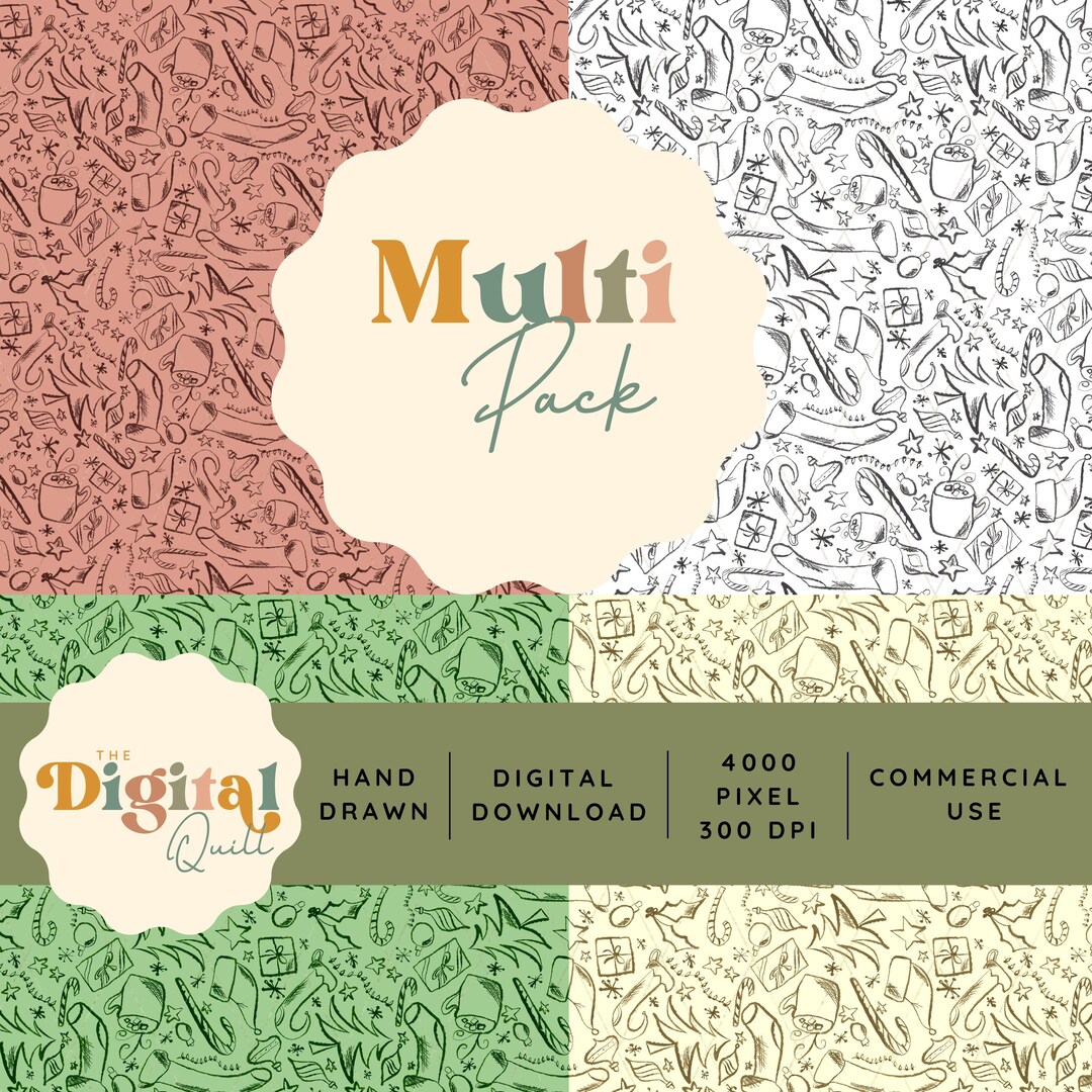 Santa’s Sketchbook | Vintage Christmas Seamless Pattern | Sketchy ...