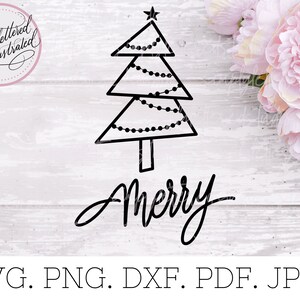 Merry Tree PNG | Merry Tree SVG | Hand Lettered Svg Files | Calligraphy ...