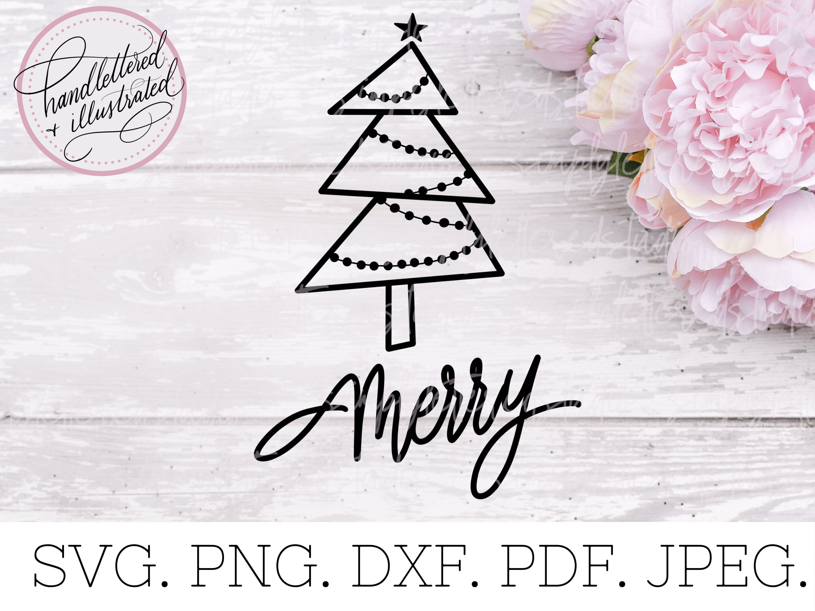 Merry Tree PNG | Merry Tree SVG | Hand Lettered Svg Files | Calligraphy ...