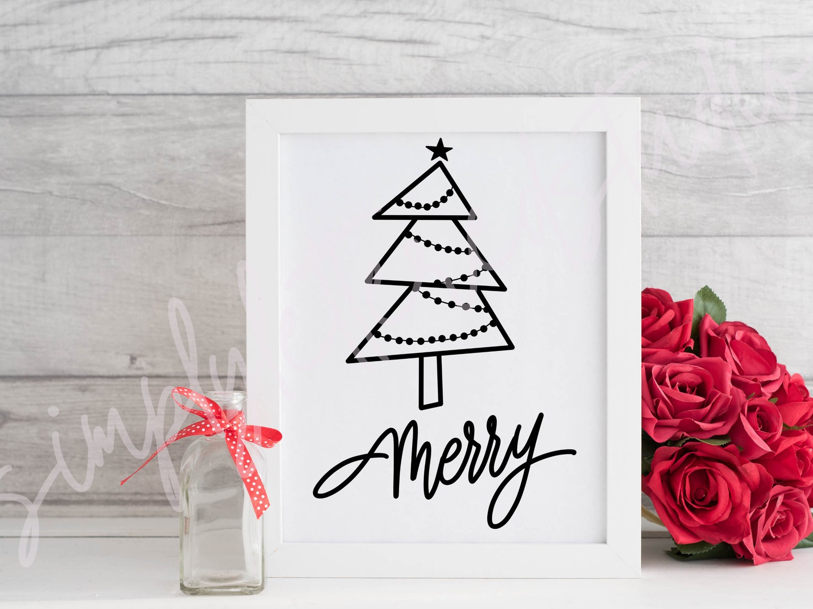Merry Tree PNG Merry Tree SVG Hand Lettered Svg Files - Etsy