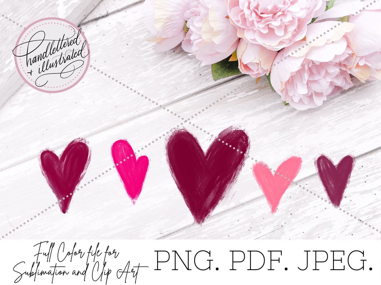 Brushed Heart PNG, Rustic Heart, Boho Heart, Painted Heart PNG, Hand ...