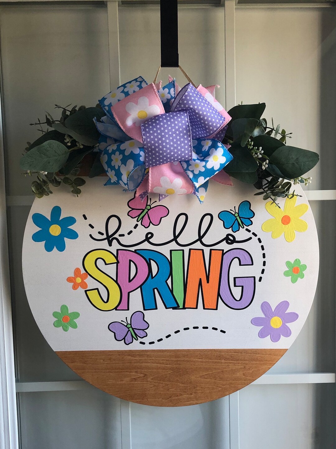 Hello Spring Door Sign | Spring Door Hanger | Spring Door Sign - Etsy