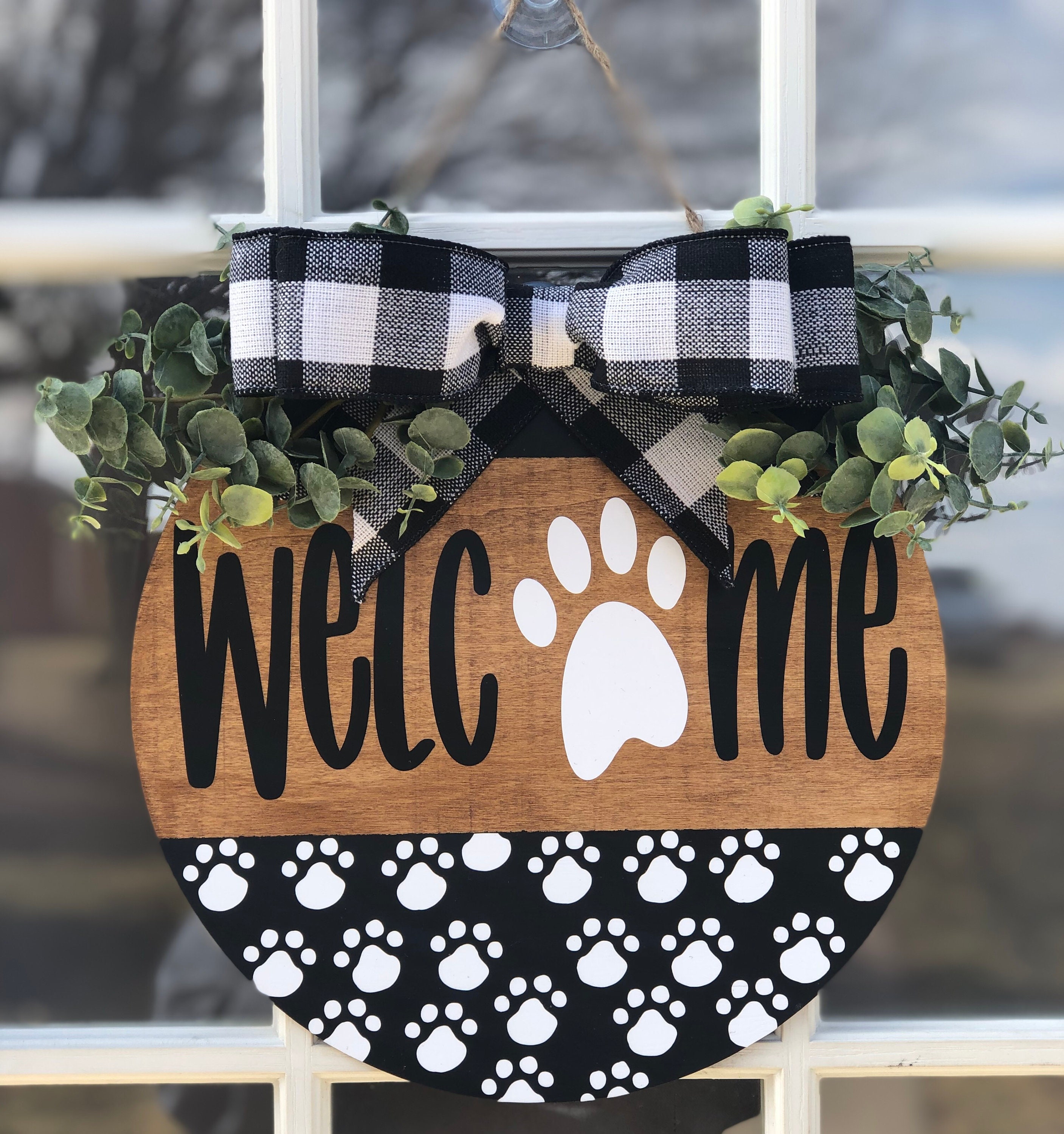 Welcome Paw Print Sign - Etsy