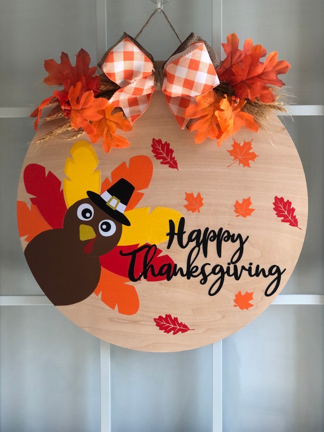Happy Thanksgiving Door Sign Turkey Day Sign Holiday Sign Fall Sign - Etsy