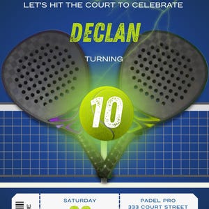 Padel Party, Padel Birthday Invitation, Tennis, Editable, Electronic ...