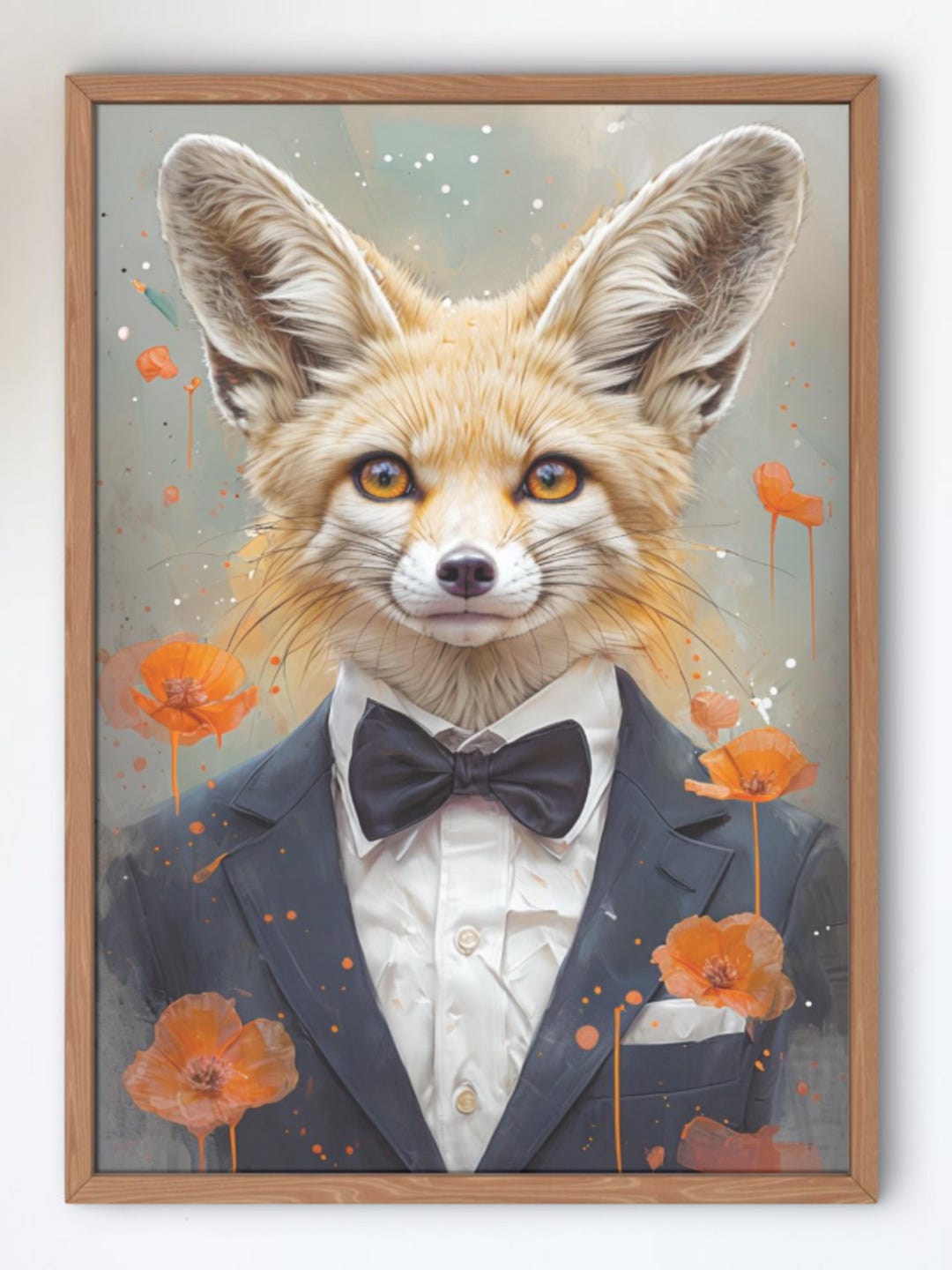 Fennec Fox Wall Art Print, Fennec Fox in a Tuxedo, Whimsical Fennec Fox ...