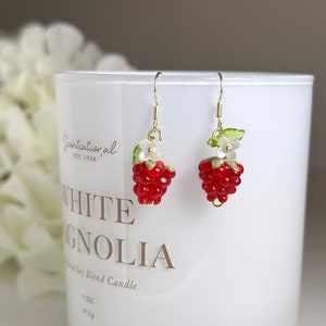 Cute Raspberry Earrings, Glass Strawberry Earrings, Food Earring ...