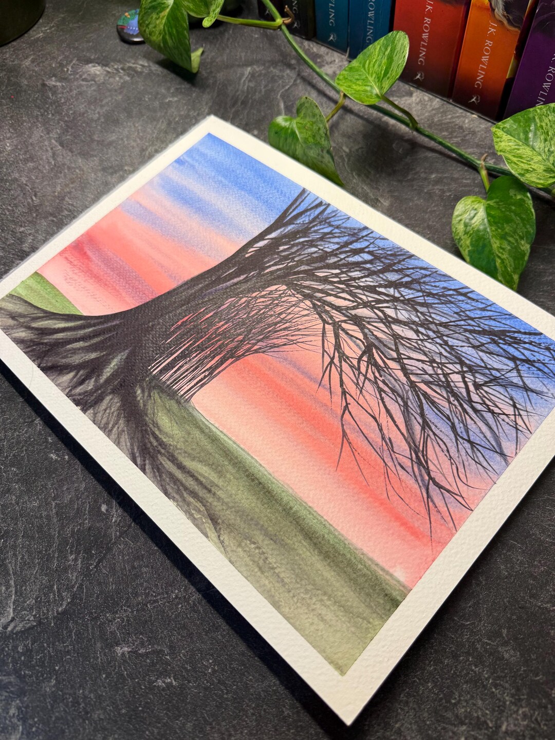 Rooted Horizon Watercolor Painting – Calm Expressive Tree - Etsy