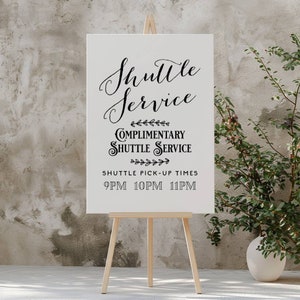 Wedding Shuttle Service Sign: Elegant Pick-up Times (digital Download ...