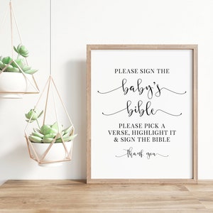 Please Sign the Babys Bible, Bible Signs, Baby Shower Guest Book, Bible ...