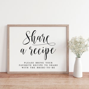 Share A Recipe, Wedding Signs, Share Your Favorite Recipe, Wedding ...