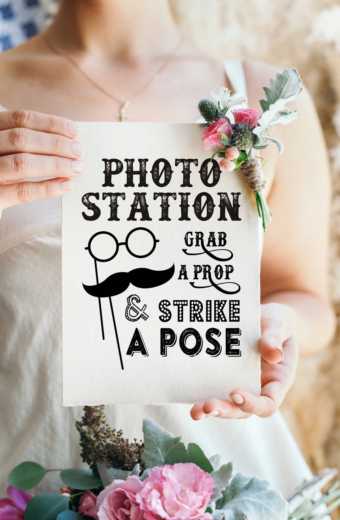 Photo Station, Grab A Prop and Strike A Pose, Modern Minimalist Wedding ...