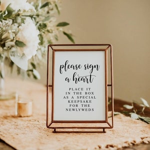 Please Sign A Heart as A Keepsake for the Newlyweds, Modern Minimalist ...