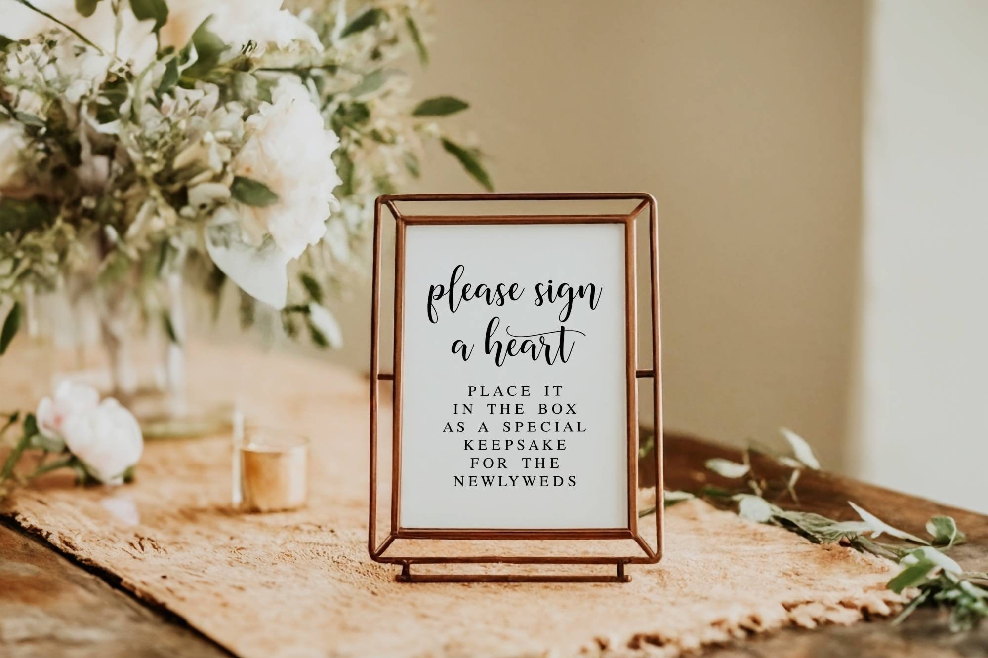 Please Sign A Heart as A Keepsake for the Newlyweds, Modern Minimalist ...