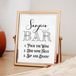 Sangria Bar Sign, Wedding Signs, Wedding Sangria Sign, Wedding ...
