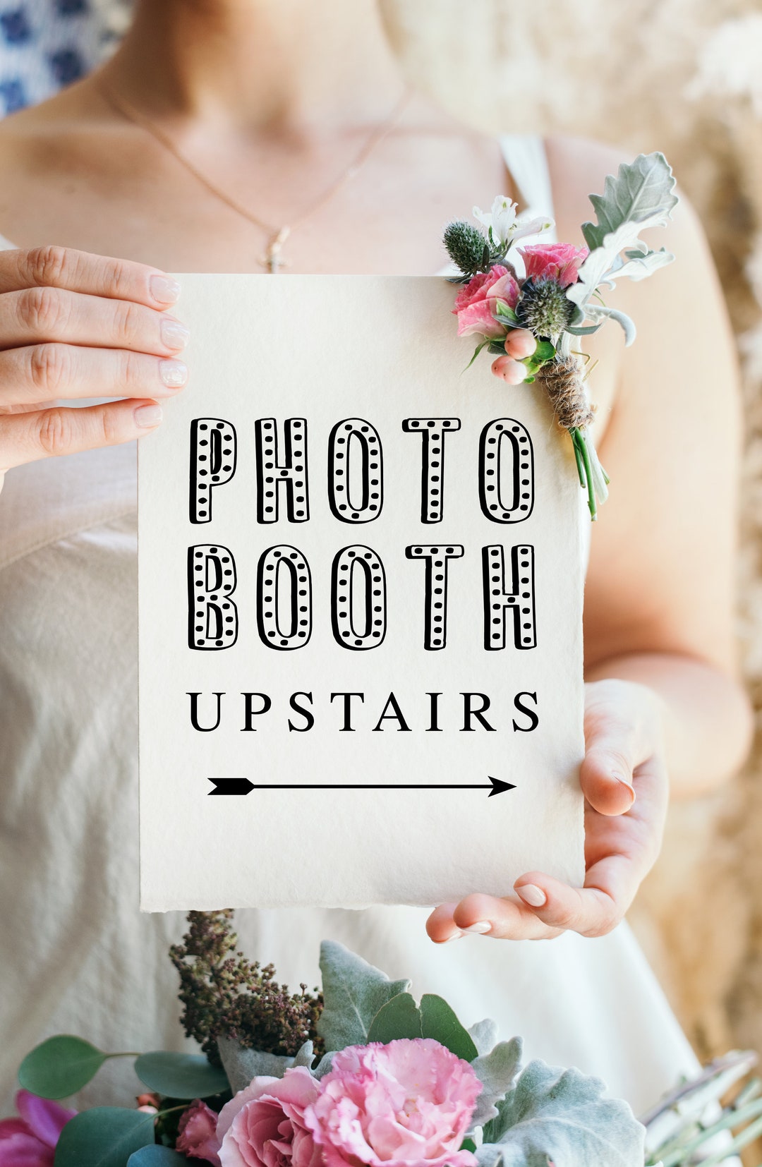 Photo Booth Upstairs, Wedding Signs, Photo Booth Direction Arrow Sign ...