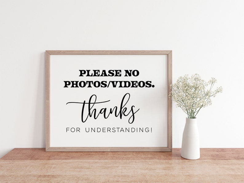 Please No Photos and Videos, Wedding Signs, Wedding Prints, Wedding ...